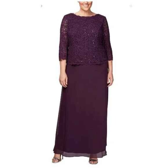 Alex Evenings | Dresses | Alex Evening Formal Long Lace Dress 4w | Poshmark